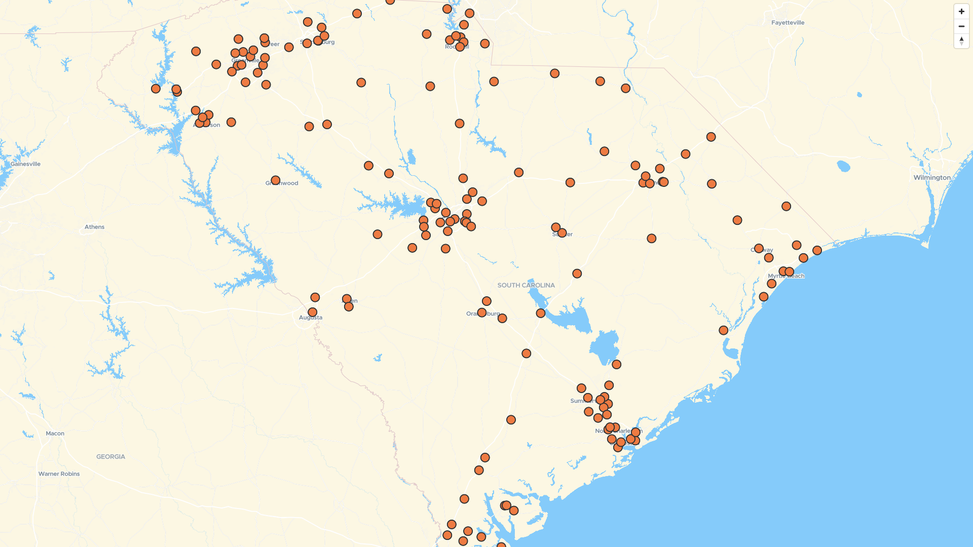 Map of Wendy's locations in South Carolina, US | Mapstack