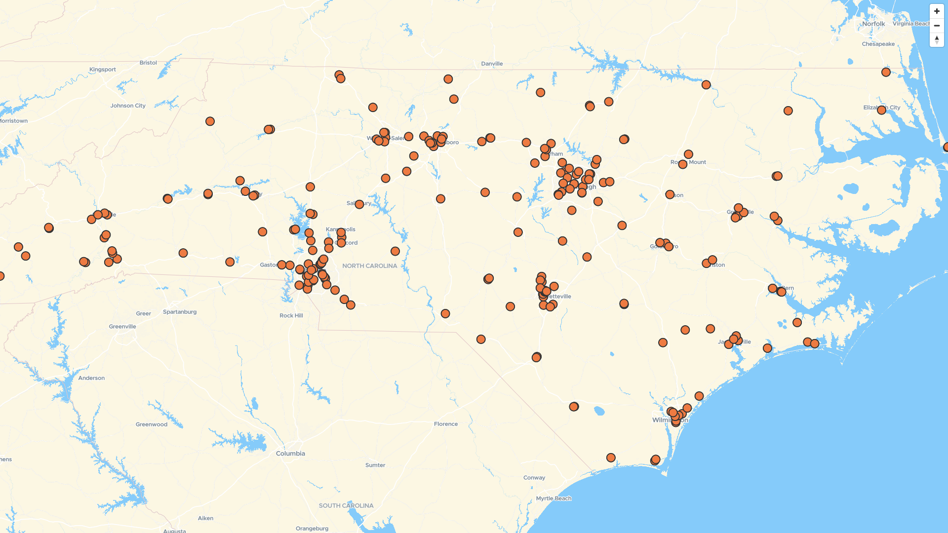 Map of Enterprise Rent-A-Car locations in North Carolina, US | Mapstack