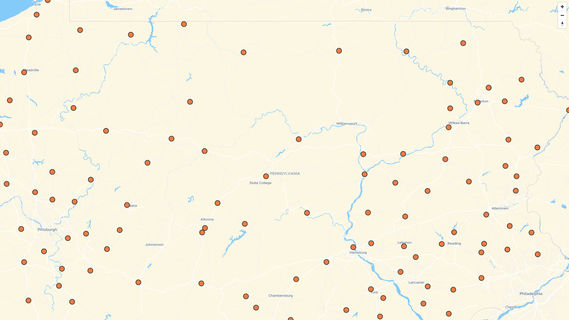 Map of Tractor Supply Co locations in Pennsylvania, US | Mapstack