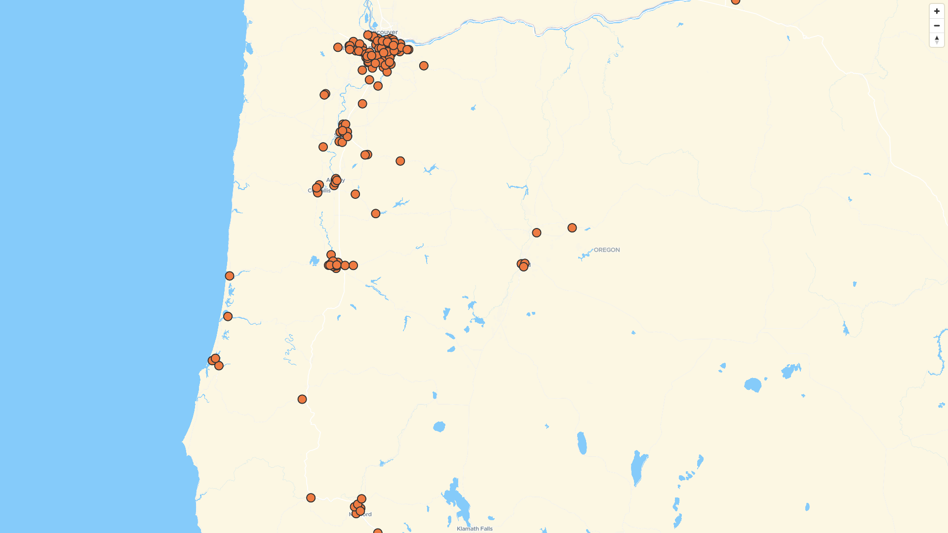 Map of 7-Eleven locations in Oregon, US | Mapstack