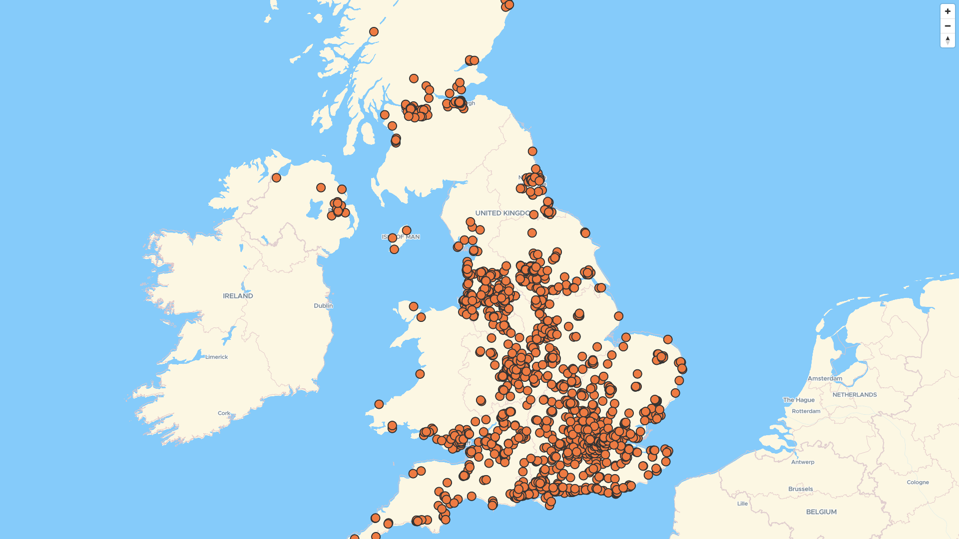Map of Tesco Express locations, UK | Mapstack