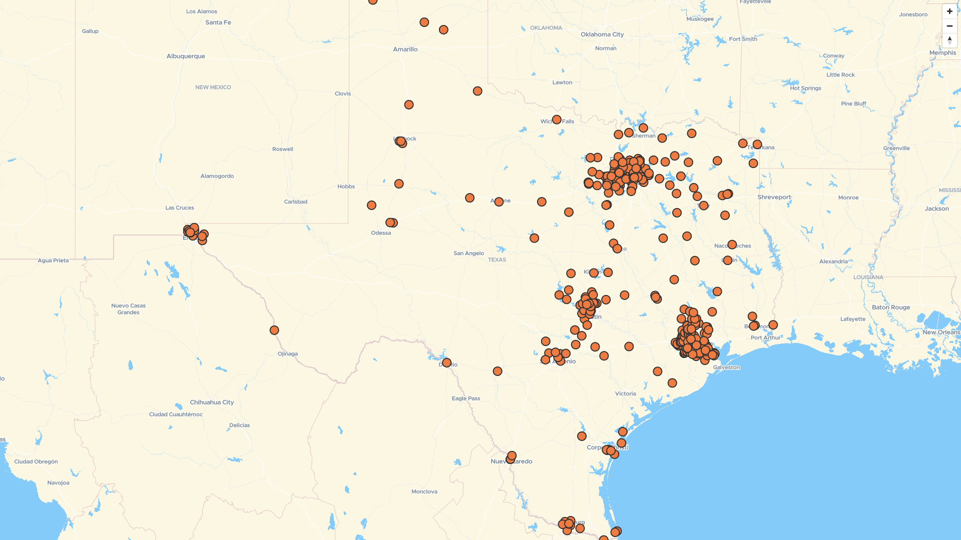 Map of UPS Authorized Shipping Outlet locations in Texas, US | Mapstack