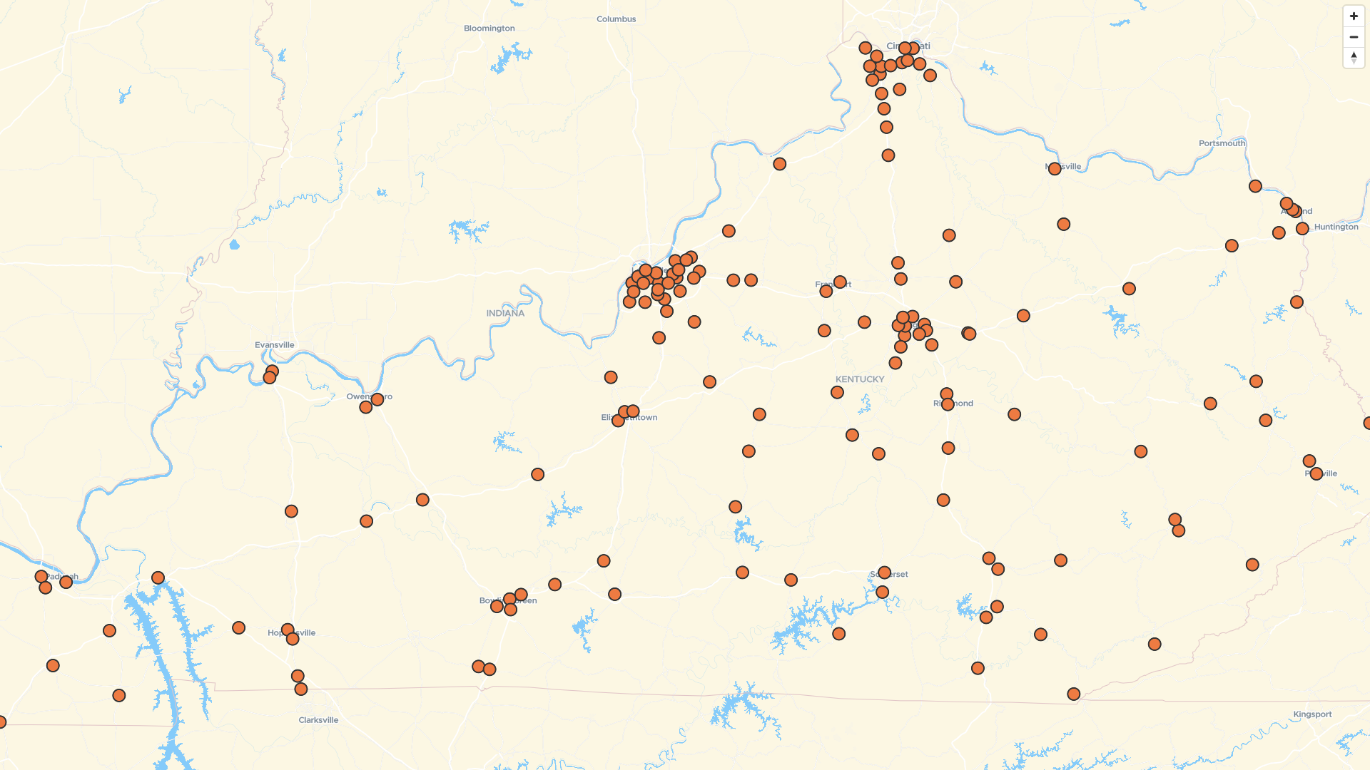 Map of Wendy's locations in Kentucky, US | Mapstack