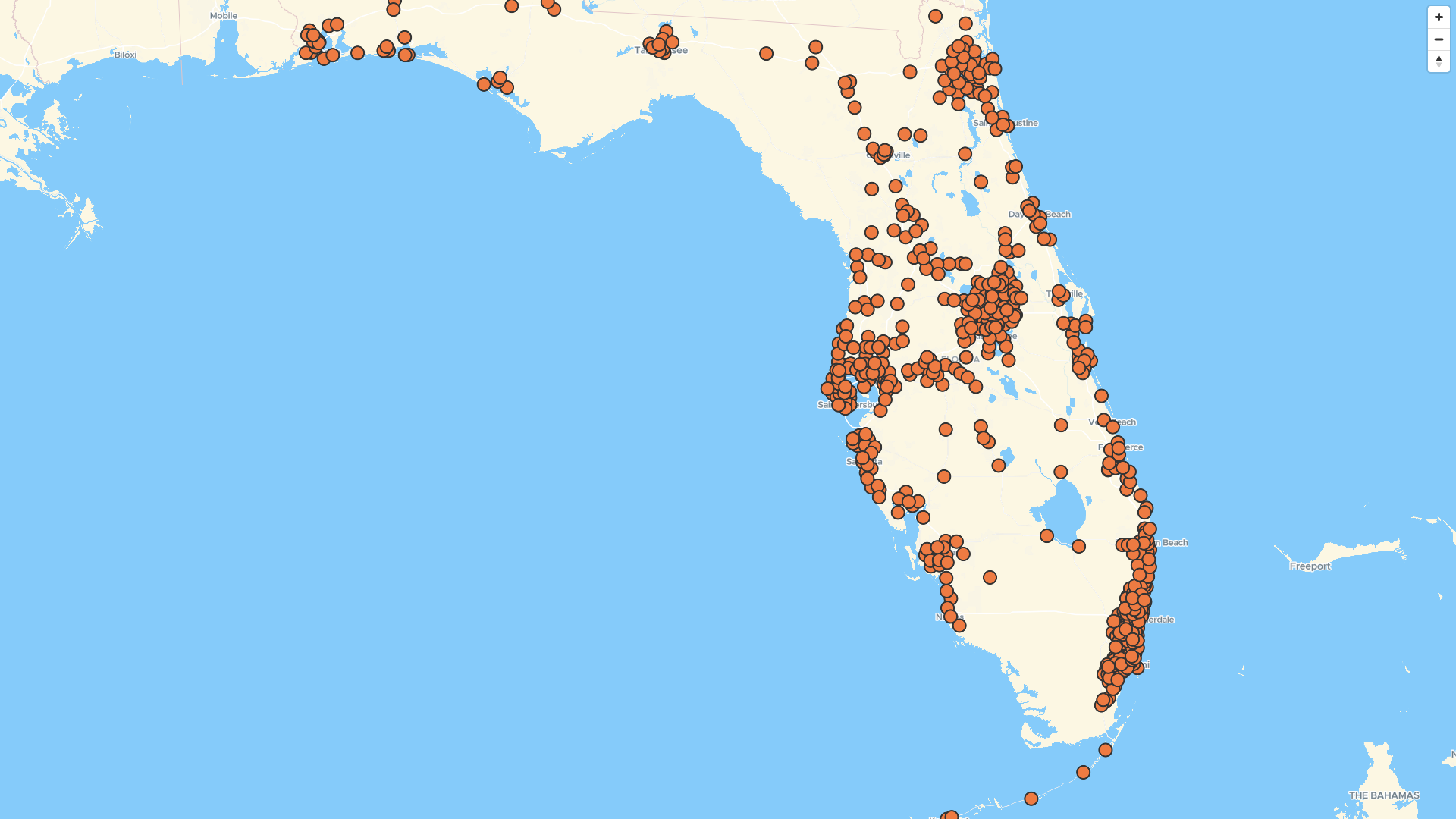 Map of Wendy's locations in Florida, US | Mapstack