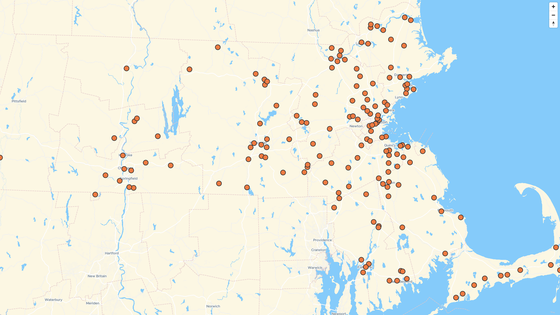 Map of CVS Beauty locations in Massachusetts, US | Mapstack