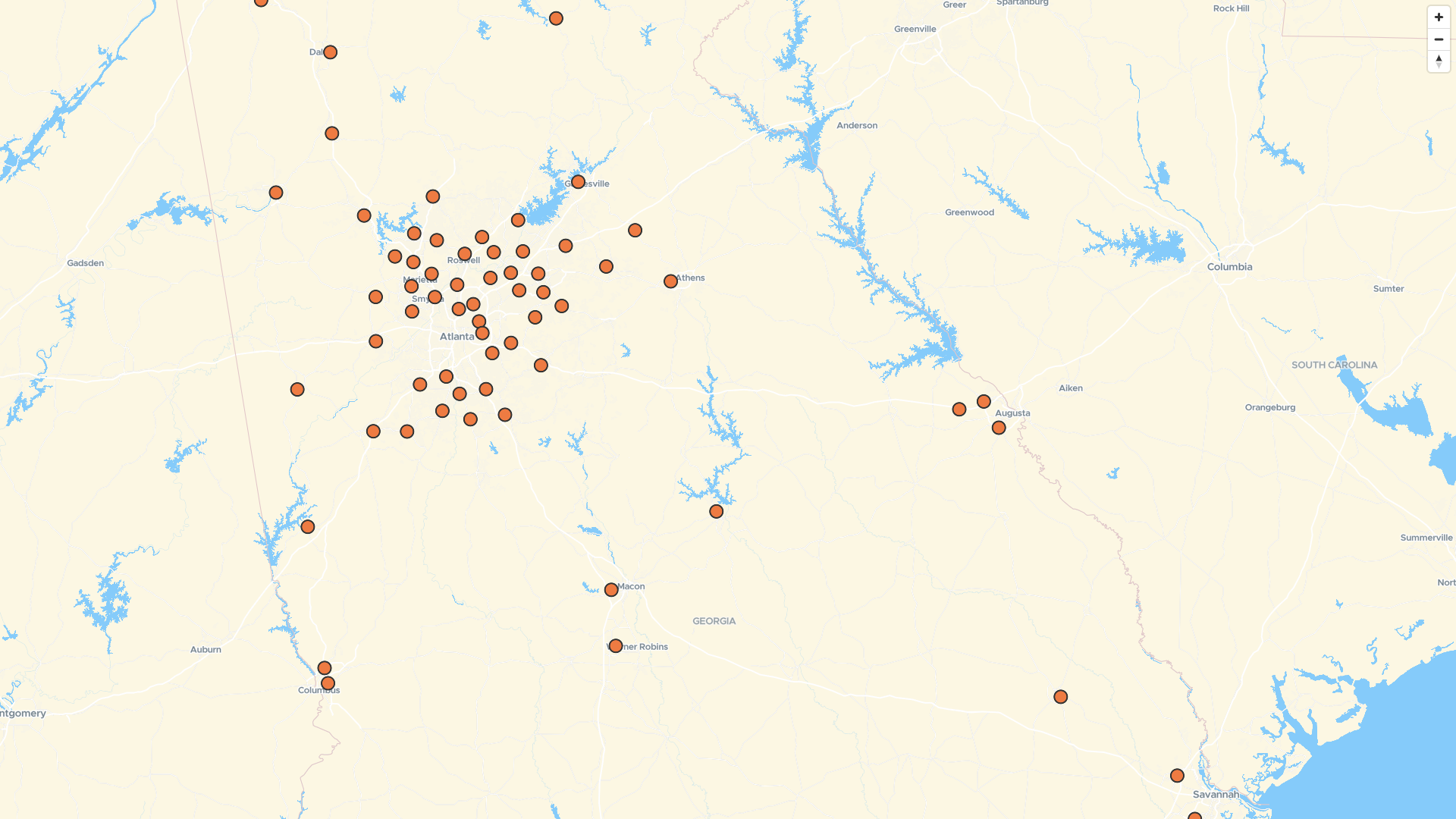 Map of ALDI USA locations in Georgia, US | Mapstack