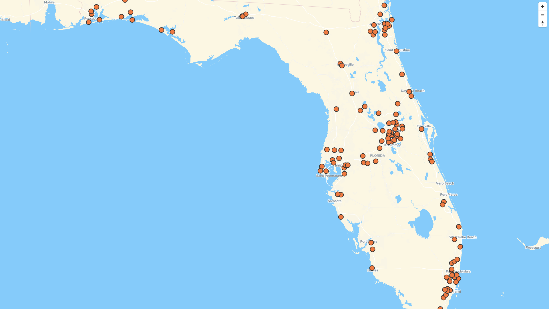 Map of Panda Express locations in Florida, US | Mapstack