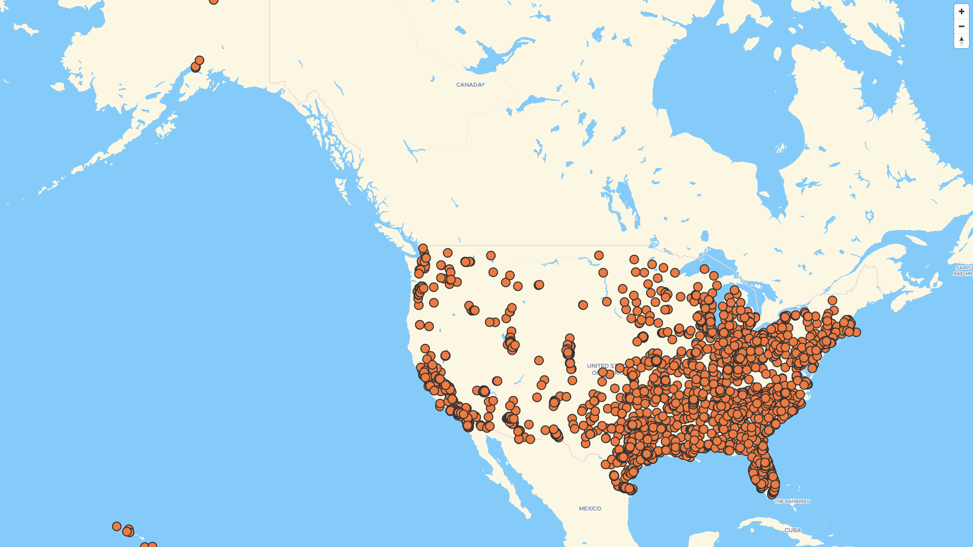Map of Cricket Wireless Authorized Retailer locations, US | Mapstack