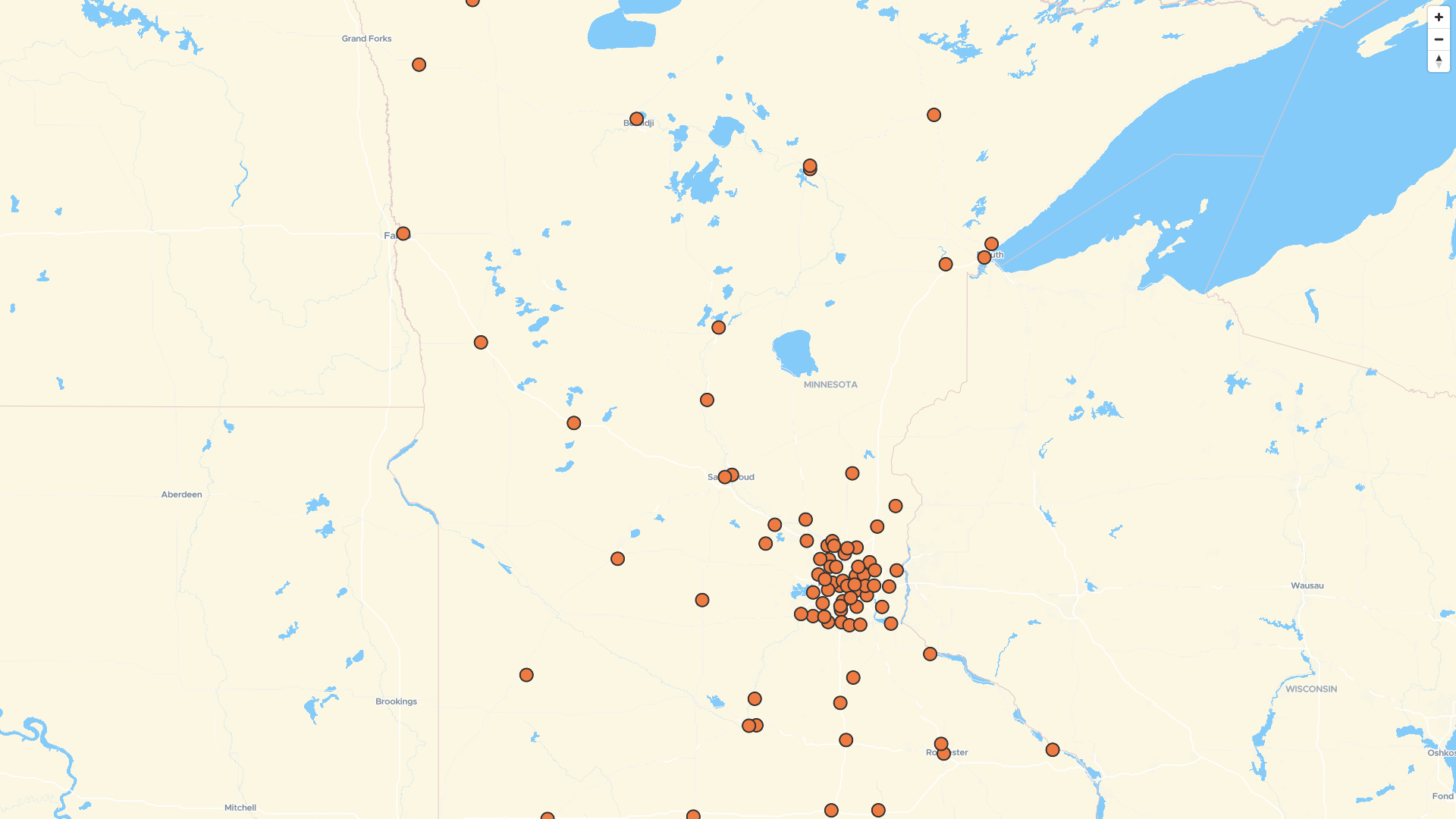 Map of Arby's locations in Minnesota, US | Mapstack