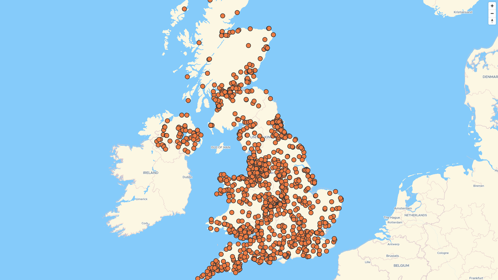Map of SPAR locations, UK | Mapstack
