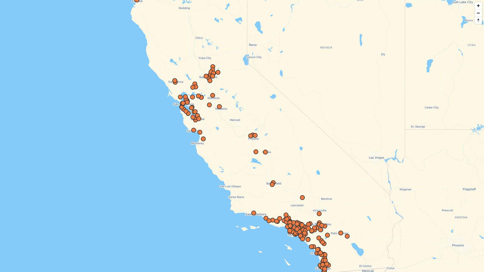 Map of Firestone Complete Auto Care locations in California, US | Mapstack