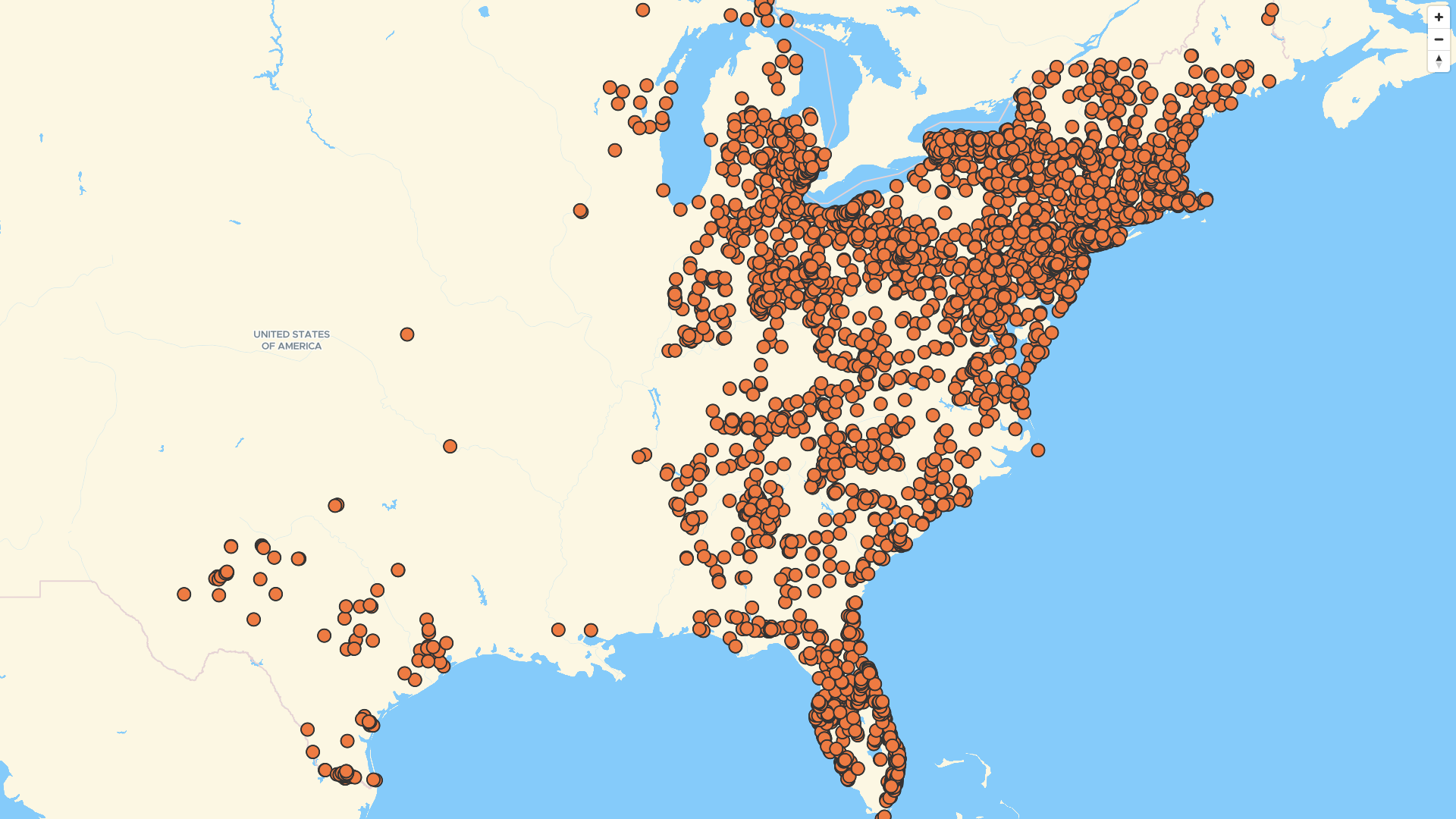 Map of Sunoco Gas Station locations, US | Mapstack