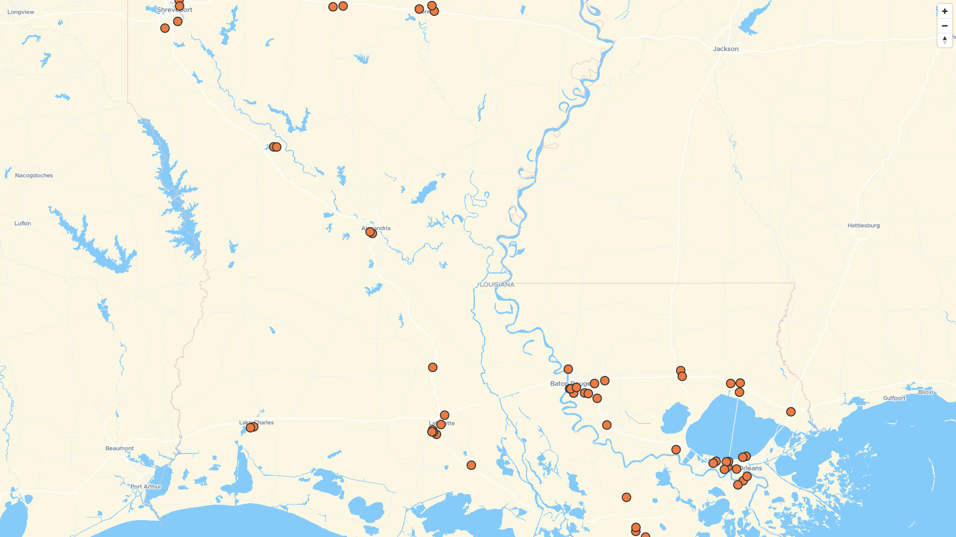 Map of Chick-Fil-A locations in Louisiana, US | Mapstack
