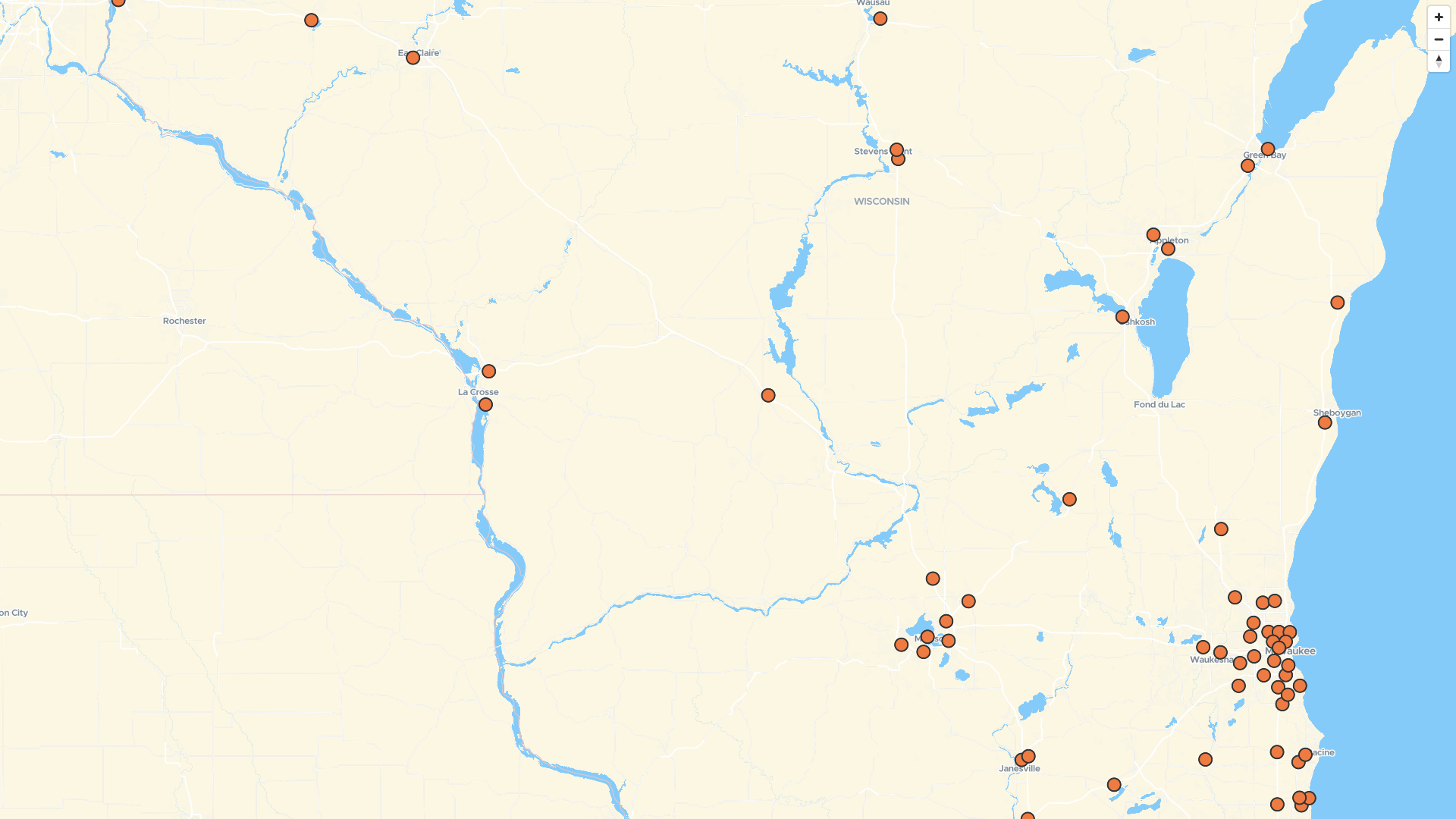Map of Wendy's locations in Wisconsin, US | Mapstack
