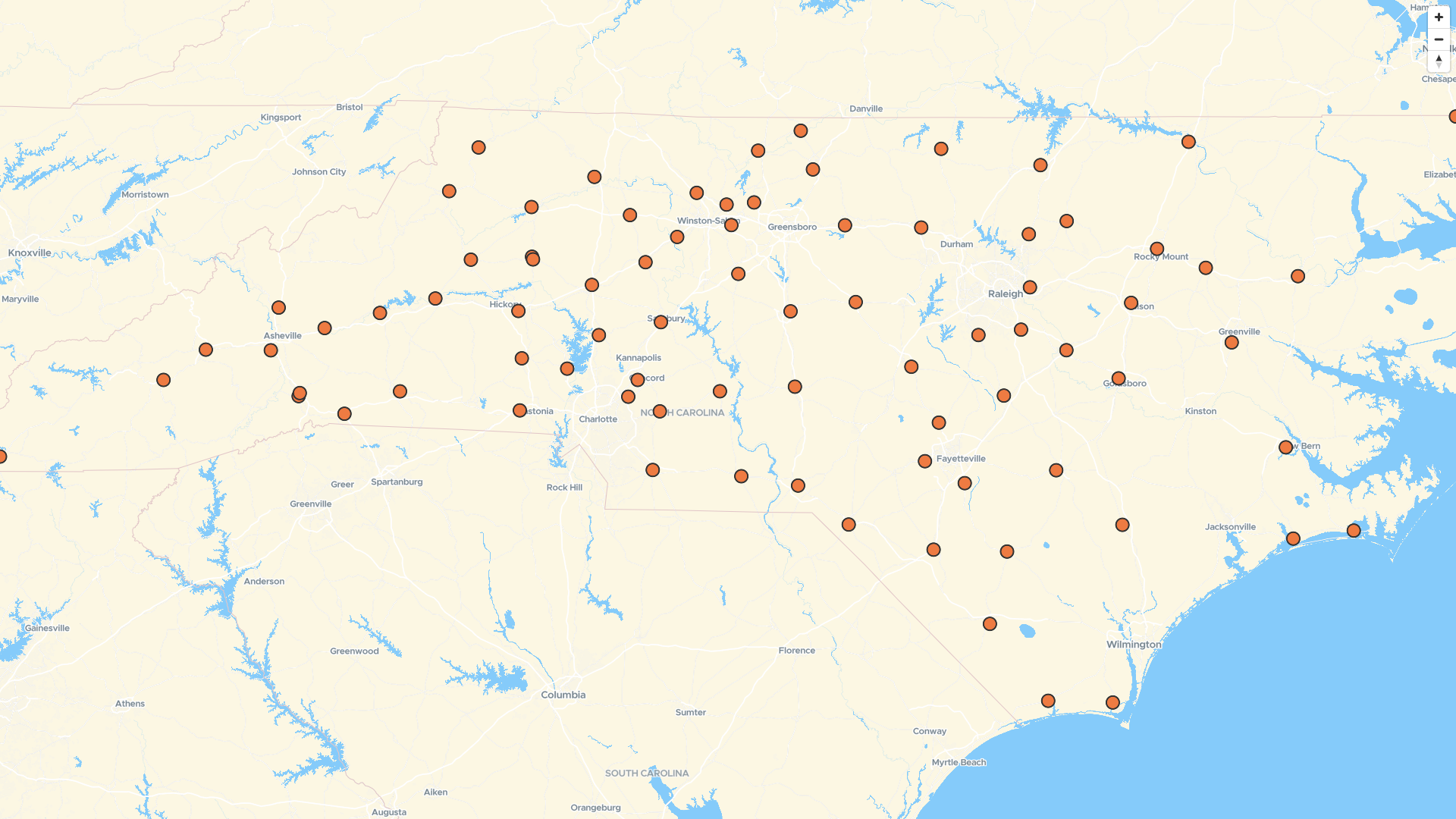 Map of Tractor Supply Co locations in North Carolina, US | Mapstack