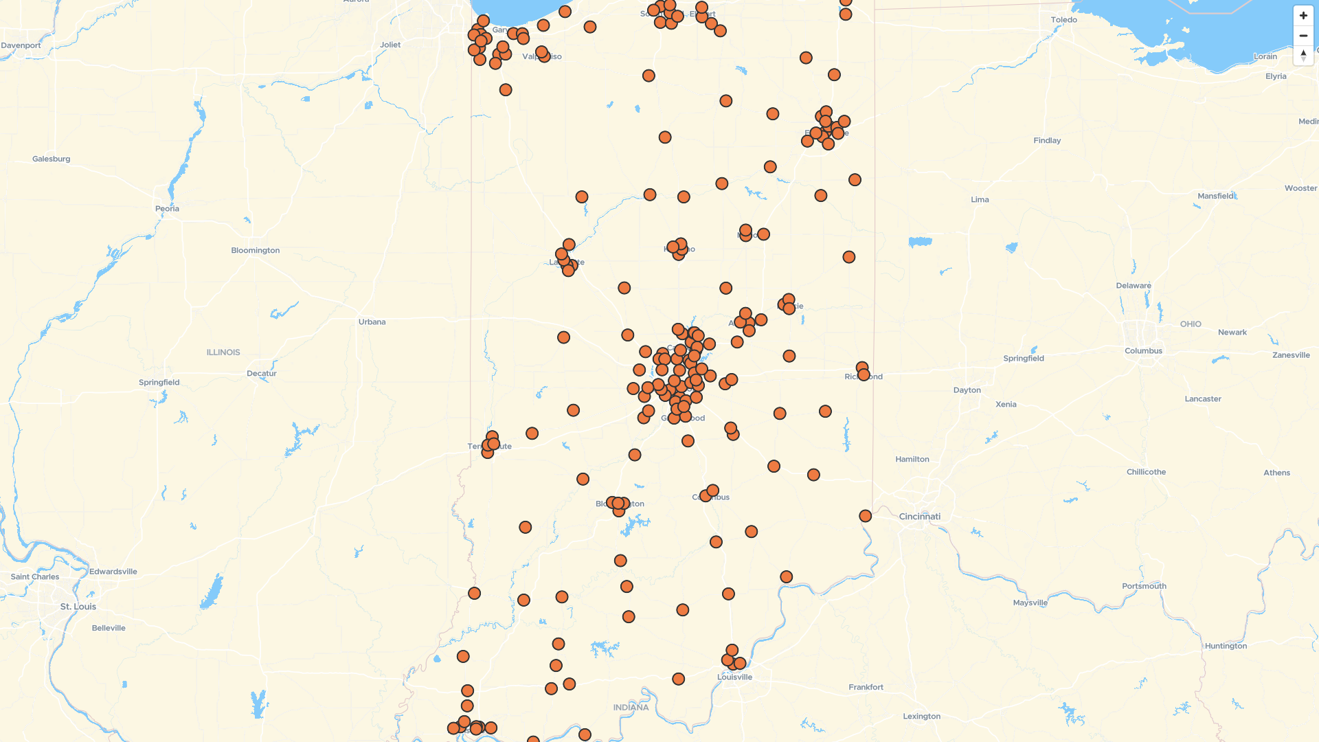 Map of Wendy's locations in Indiana, US | Mapstack