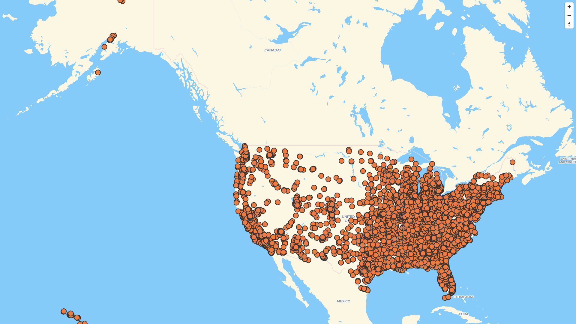 Map of Taco Bell locations, US | Mapstack