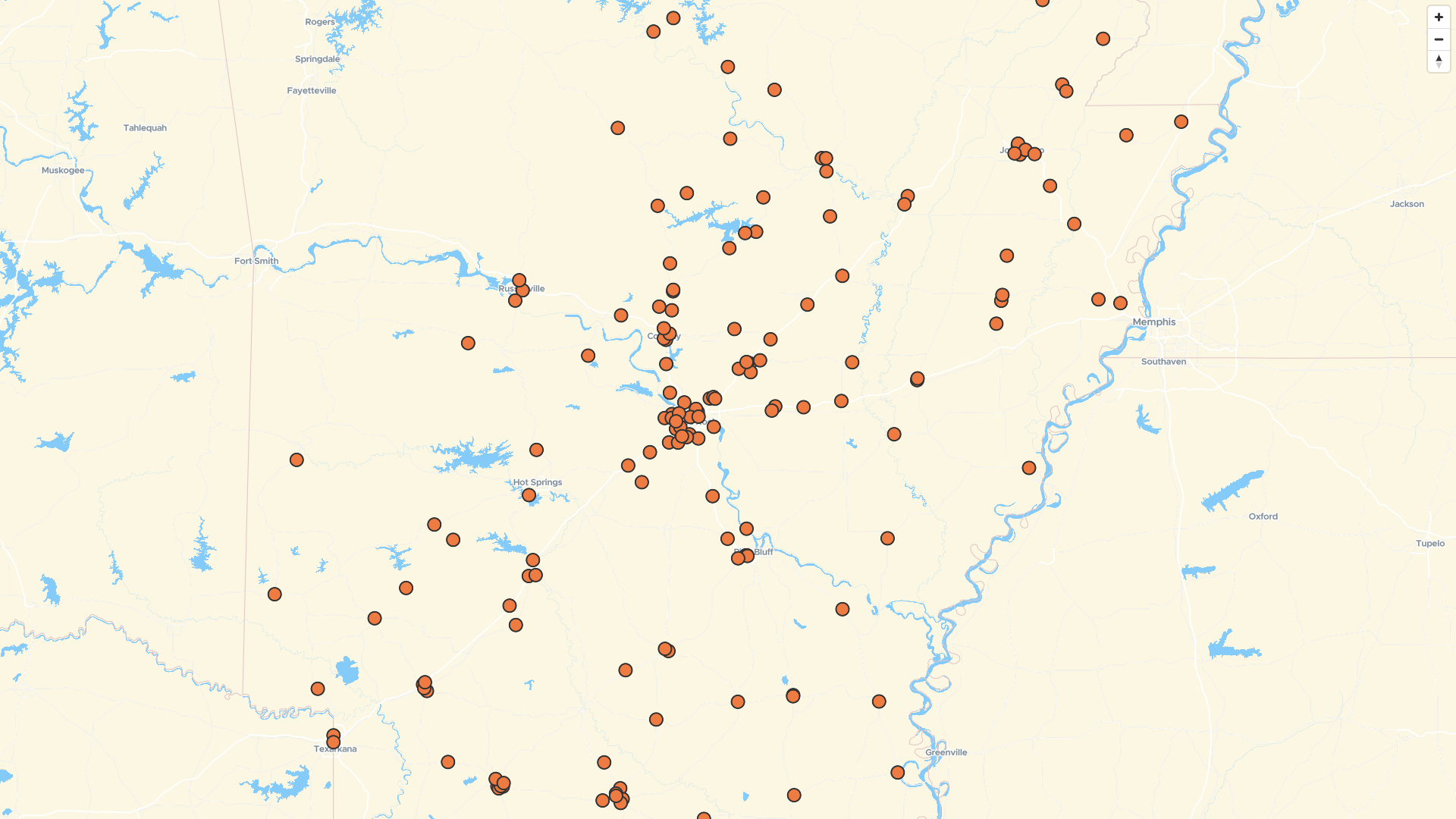 Map of Exxon & Mobil Stations locations in Arkansas, US | Mapstack